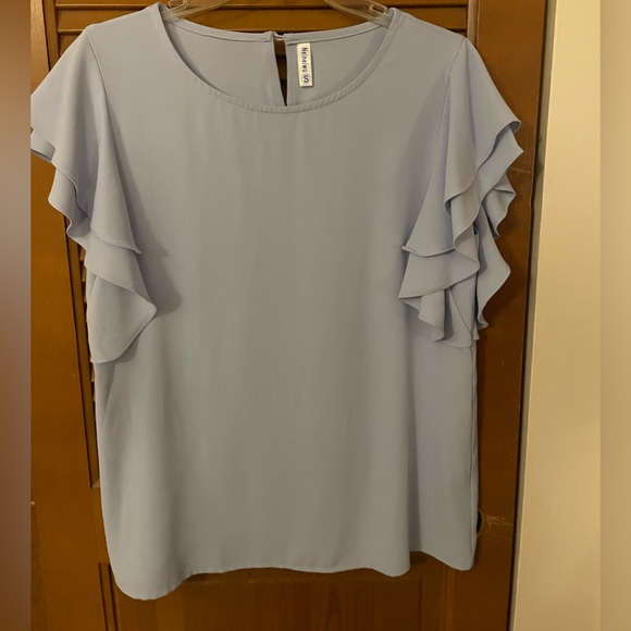 Neineiwu | Tops | Light Blue Adorable Ruffled Blouse | Poshmark